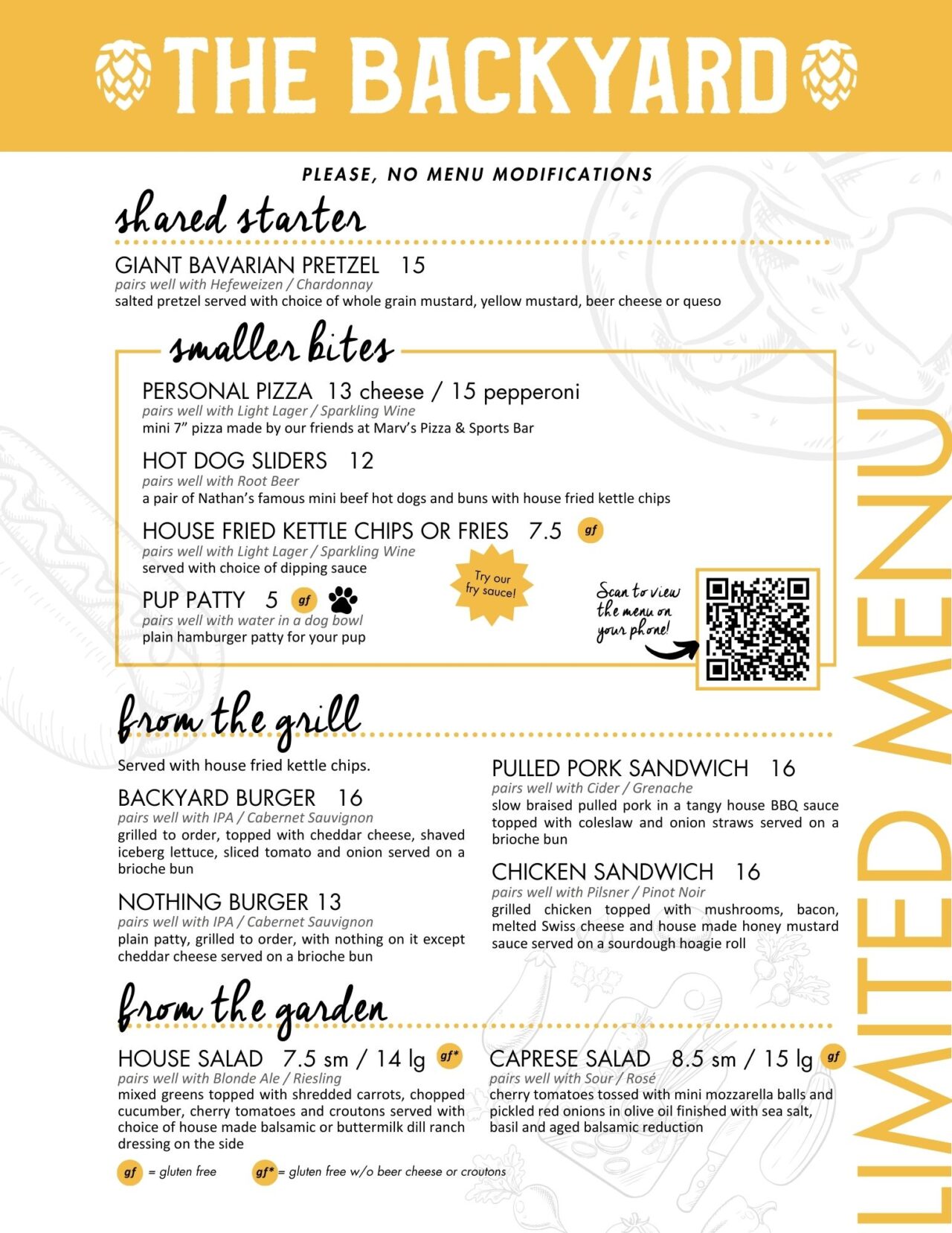 Limited Menu » The Backyard on 13th - Wine & Beer Garden + Event Space